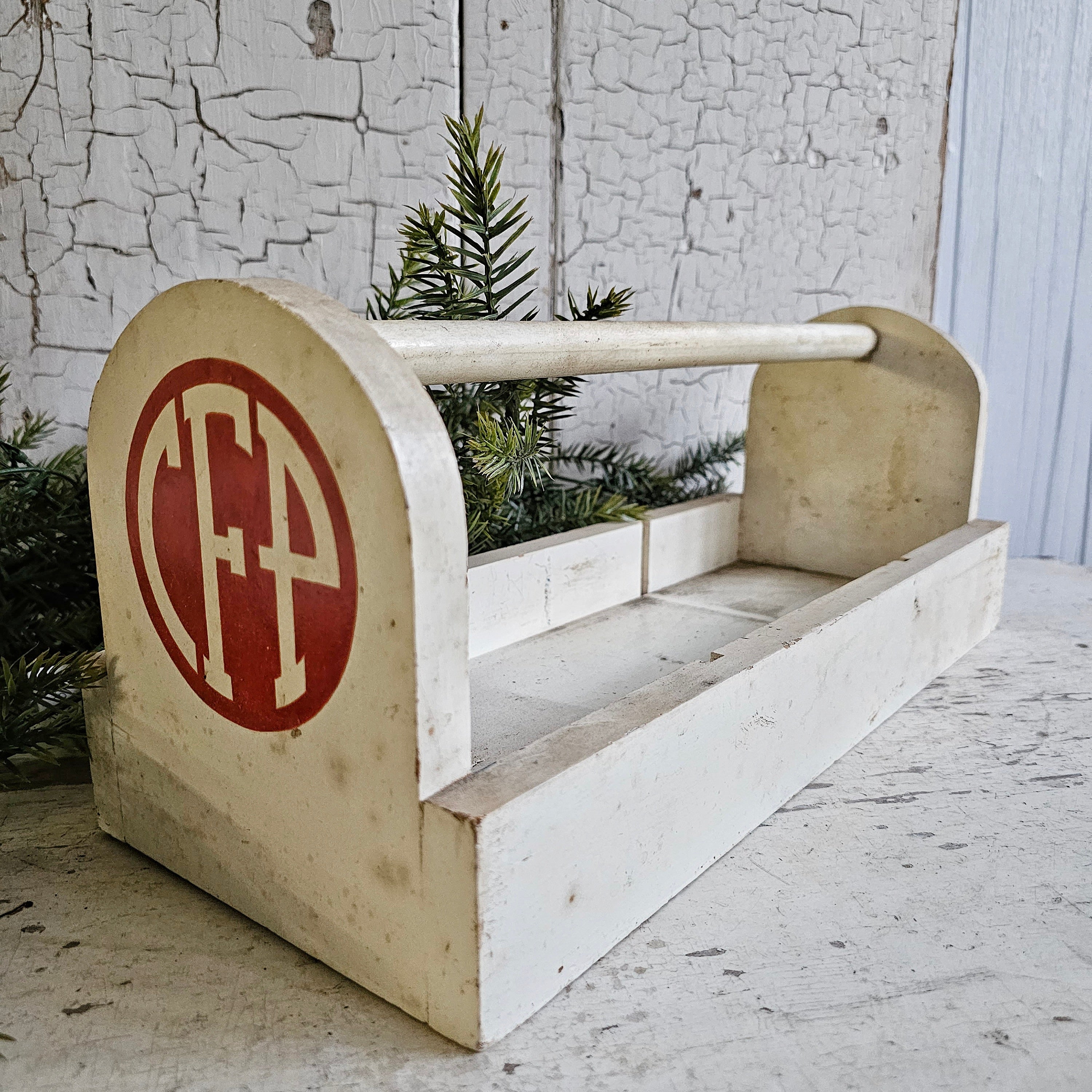 Chippy White Vintage Tool Tote – Olde Tyme Marketplace