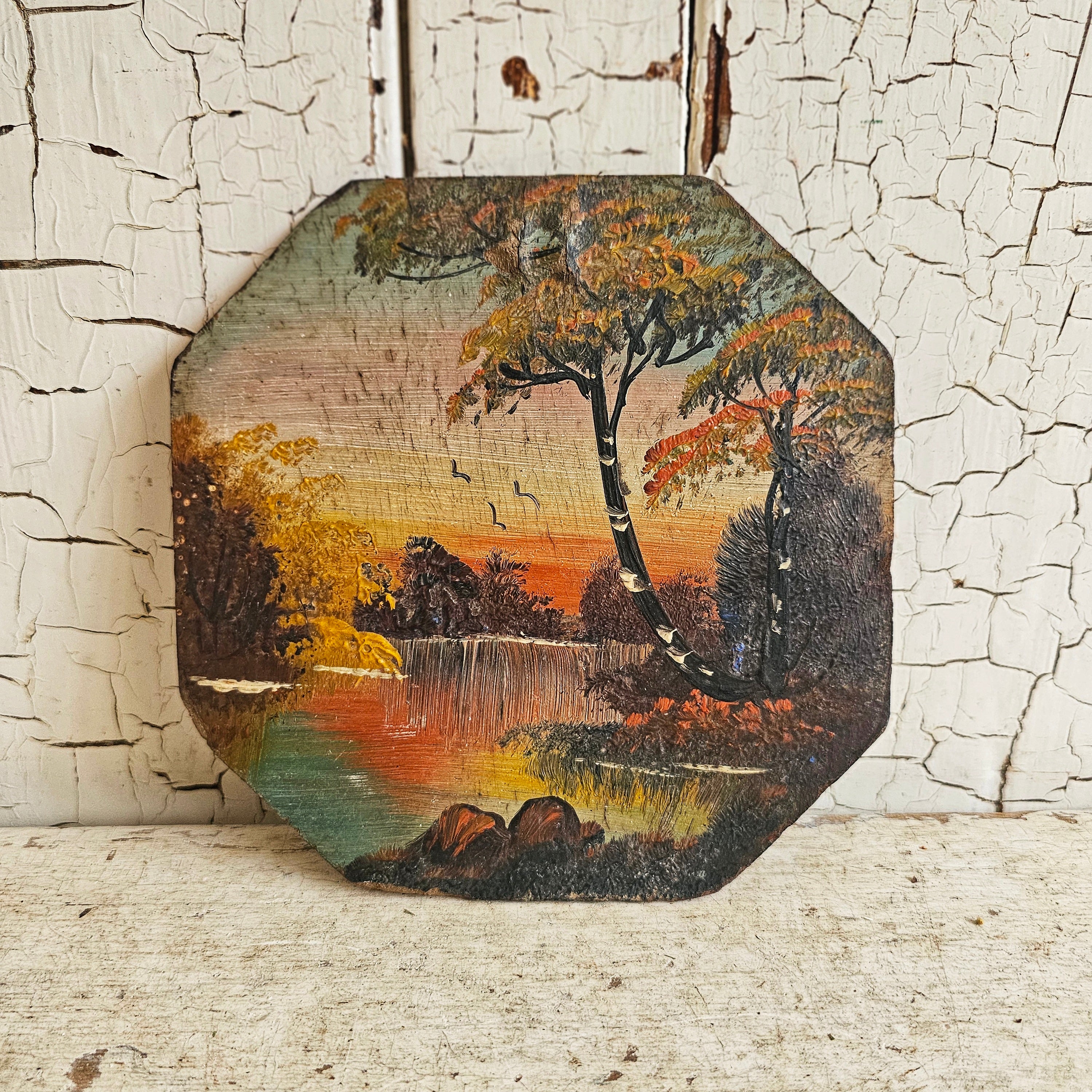 Original Vintage Acrylic Painting – Olde Tyme Marketplace